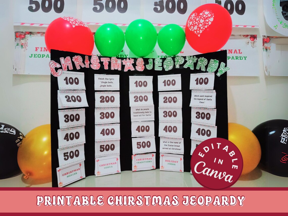 Christmas Jeopardy Game Printable Holiday Jeopardy Template Christmas ...