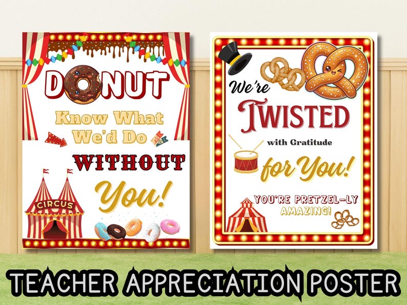 Carnival Appreciation Week Food Sign Bundle Circus Theme Teacher Staff ...