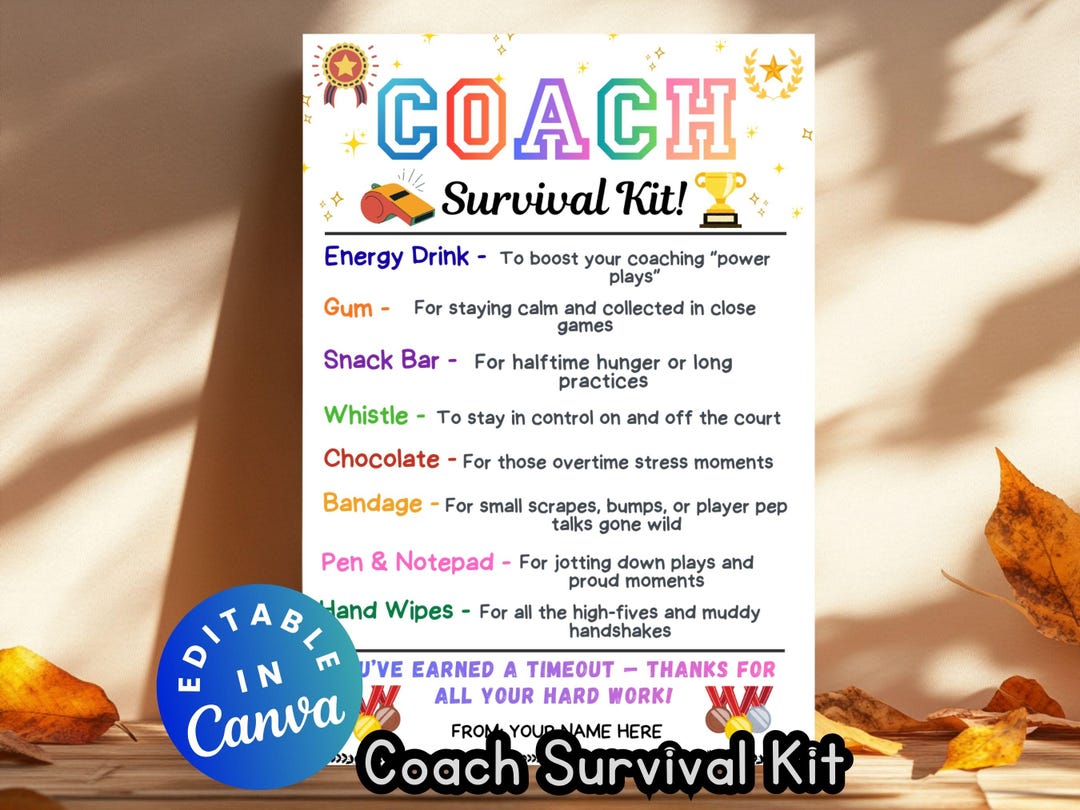 Coach Survival Kit Tags, Printable Dance Sports Coach Appreciation ...