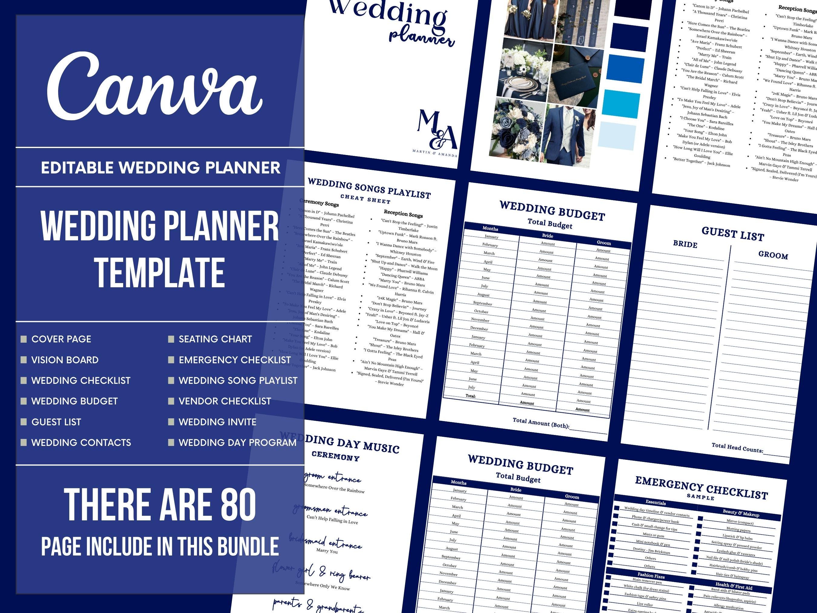 Royal Blue Wedding Planner Template Printable Wedding Day Binder ...