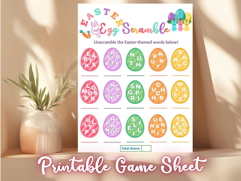 Easter Egg Scramble Words Printable Game Sheet Kids Easter Activities ...