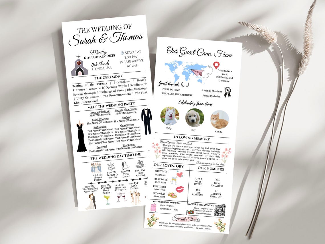 Infographic Wedding Program Template, Unique Church Ceremony Program ...