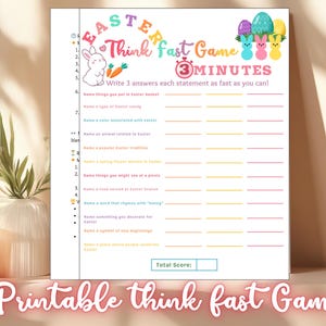 DIY Think Fast Game Easter Printable Kids Summer Activity Easter ...