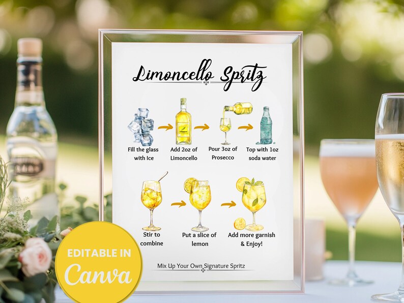Limoncello Spritz Bar Sign Cocktail Poster Print Signature Drink Signs ...