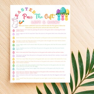 DIY Easter Pass the Gift Game Printable Easter Game Sheet Kids Summer ...