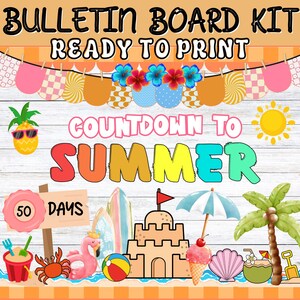 Beach Themed Countdown to Summer Bulletin Board Kit, End of School Year ...