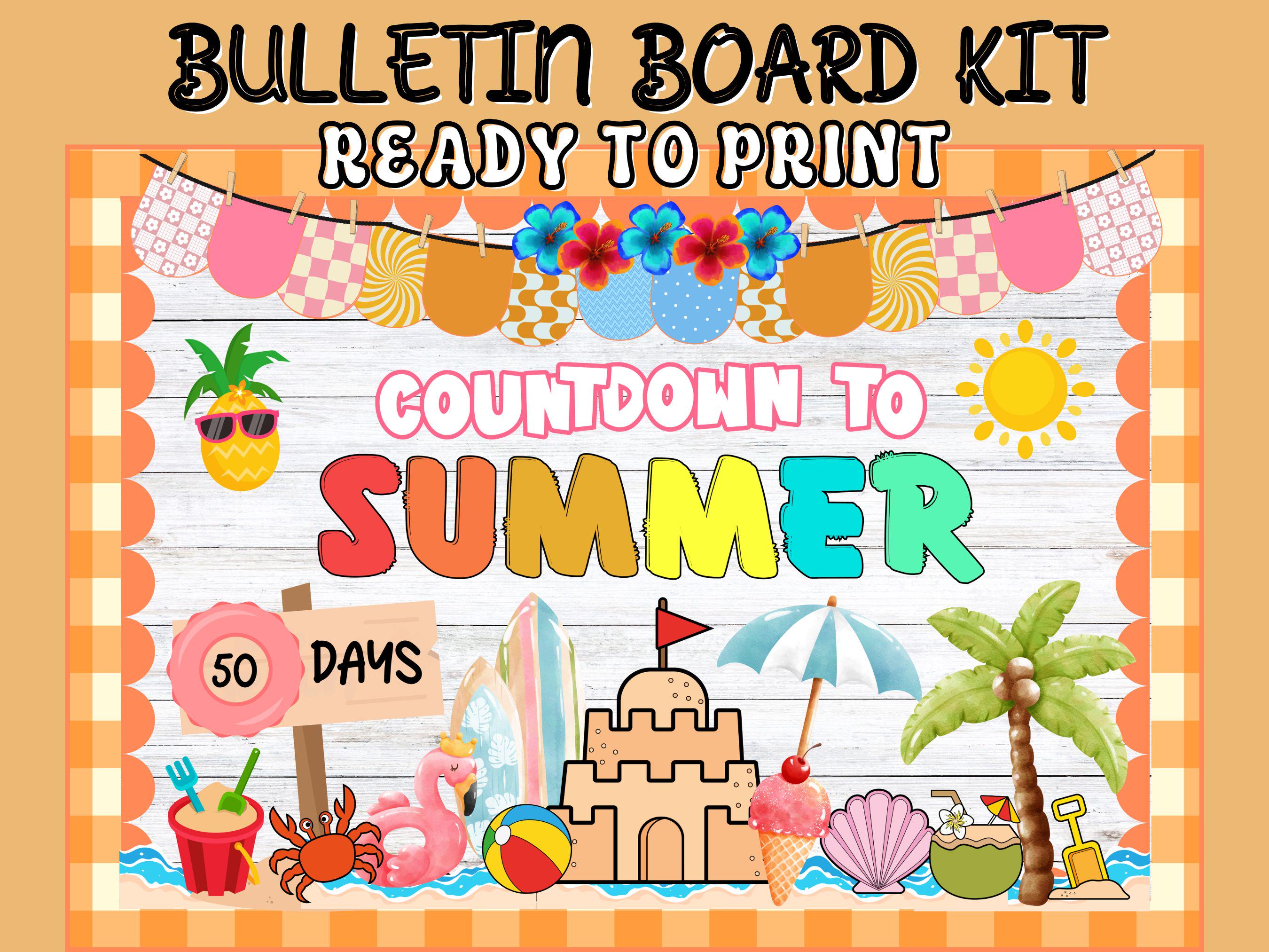 Beach Themed Countdown to Summer Bulletin Board Kit, End of School Year ...