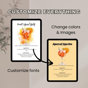 Aperol Spritz Recipe Print Sign Cocktail Signature Drink Template Bar ...