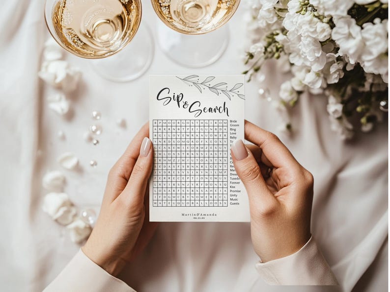 Wedding Sip and Search Reception Table Game Dinner Rehearsal Games for ...