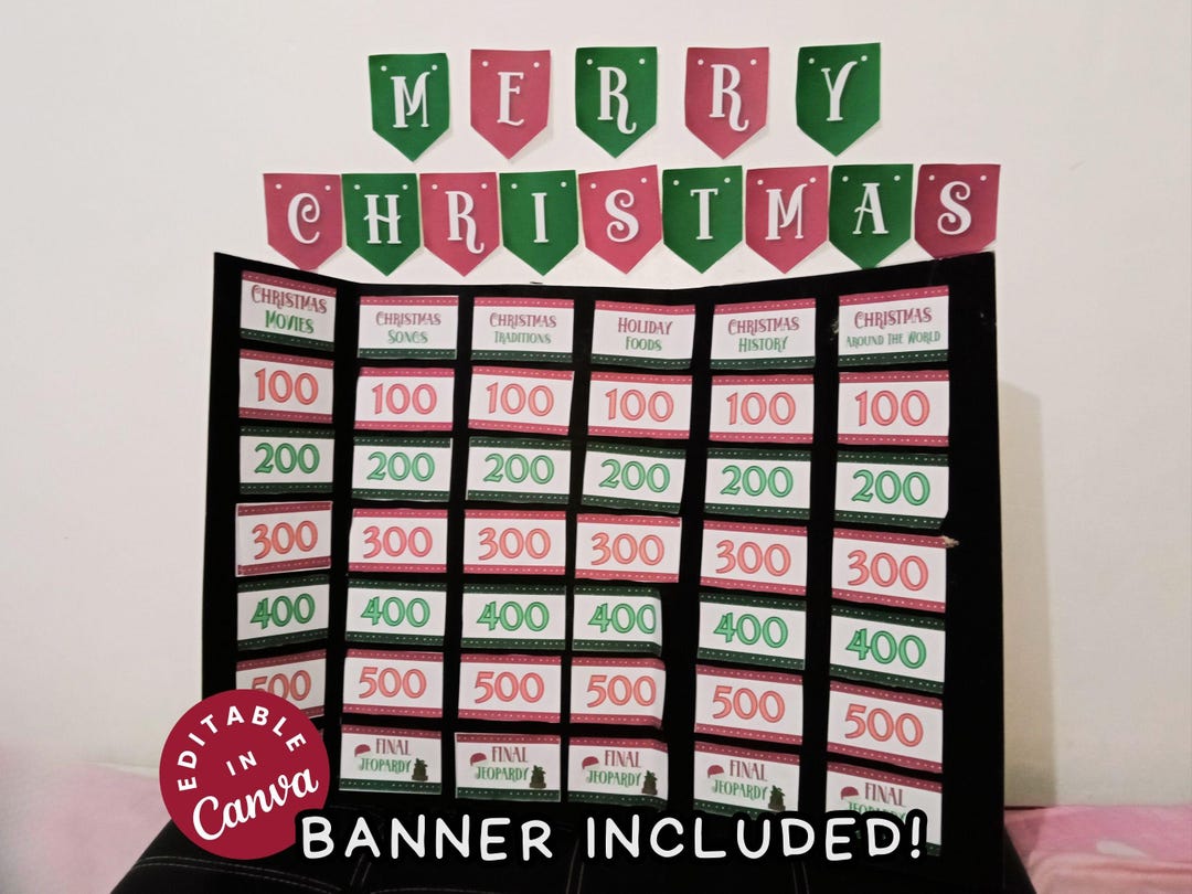 Christmas Trivia Jeopardy Board Game Printable Office Christmas ...