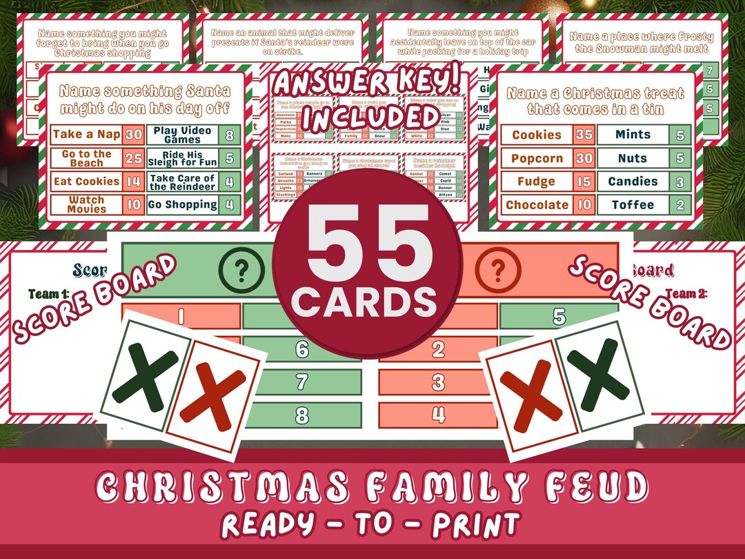 Christmas Family Feud Game Printable Family Friendly Holiday Trivia Fun ...