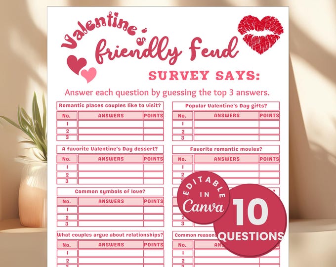 Valentines Friendly Feud Game | Office Party Valentines Game ...