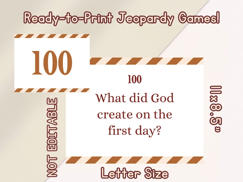 Printable Bible Jeopardy Game Sheet Fun Family Trivia Game Printable ...