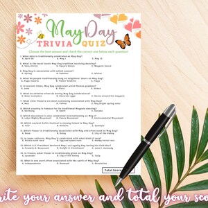 May Day Trivia Fun Spring Trivia Game Printable Family Game Night ...
