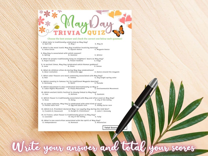 May Day Trivia Fun Spring Trivia Game Printable Family Game Night ...
