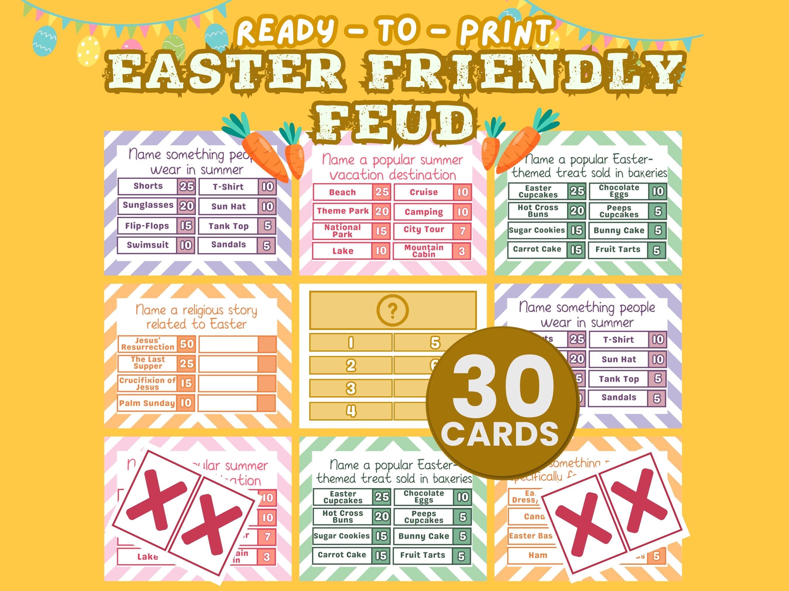 Easter Feud Printable Friendly Feud Easter Trivia Games Easter Spring ...