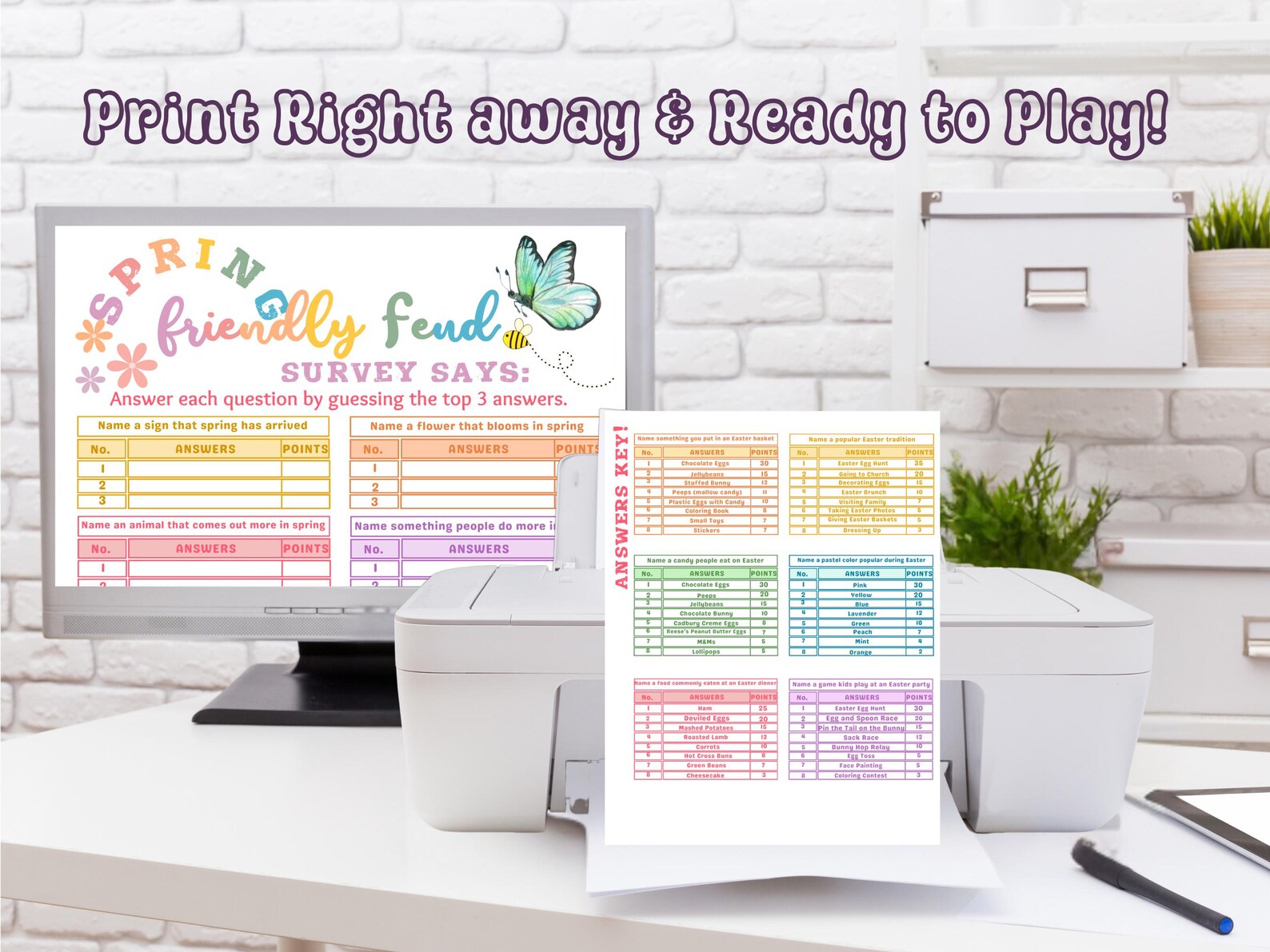 Spring Friendly Feud Game Sheet Printable Spring Easter Feud Games Kids ...