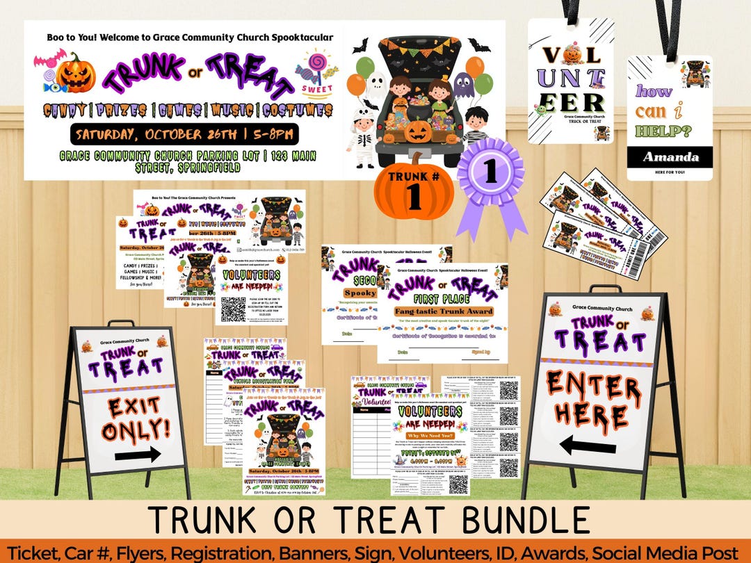Editable Trunk or Treat Bundle Church Halloween Party Fundraiser Event ...
