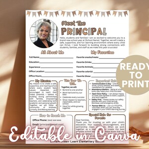Meet the Principal Flyer Boho All About Me Editable Back to School ...