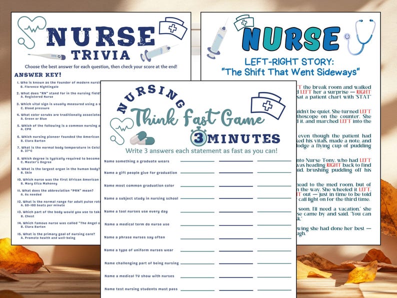 Nurse Trivia Game Bundle Printable Nurse Jeopardy Medical Emoji Nurses ...