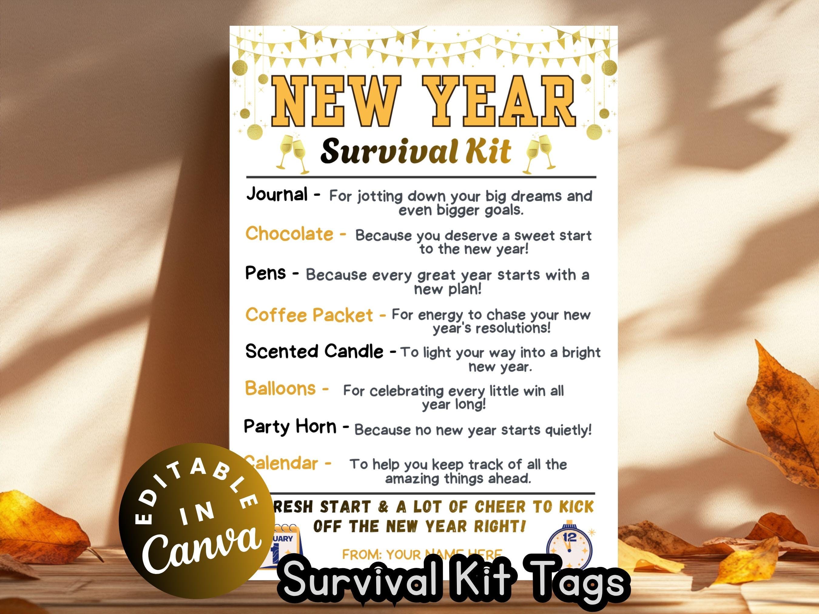 New Year Survival Kit Coworker End of Year Gift Tags Staff New Year ...