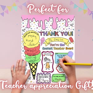 Ice Cream Teacher Appreciation Week Card Printable Flyer Summer Kids ...