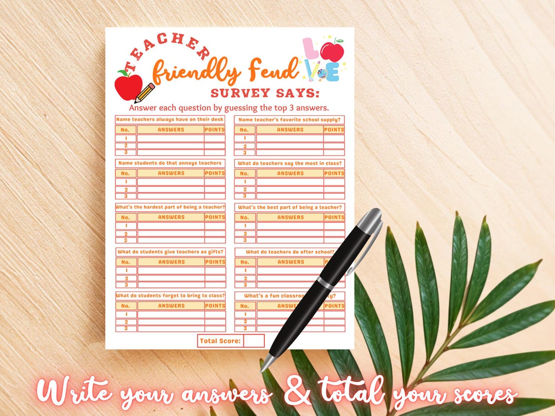 Printable Teacher Feud Game Teacher Appreciation Week Teacher Trivia ...