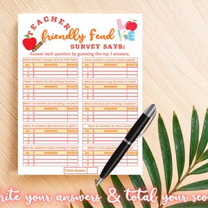 Printable Teacher Feud Game Teacher Appreciation Week Teacher Trivia ...