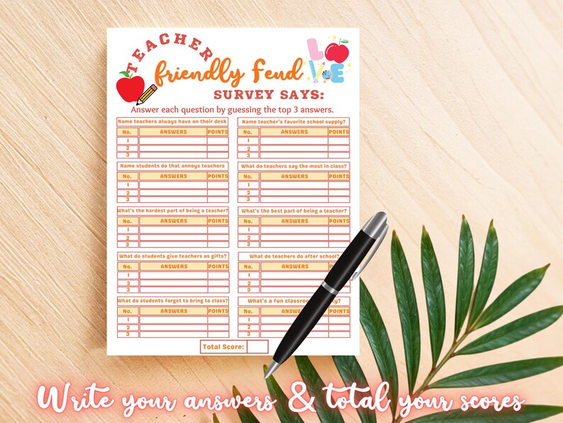 Printable Teacher Feud Game Teacher Appreciation Week Teacher Trivia ...