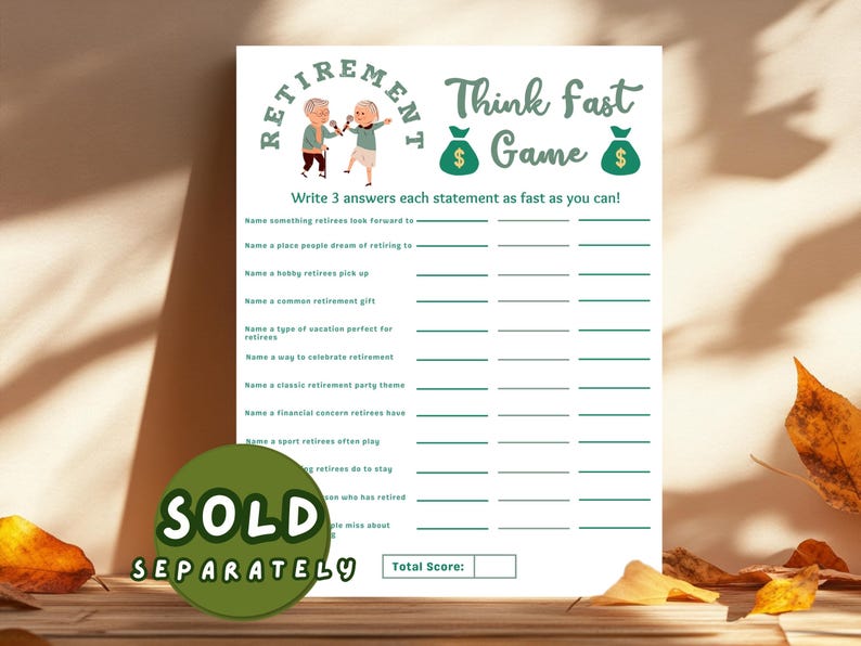 Retirement Friendly Feud Game Sheet Printable Interactive Party Games ...
