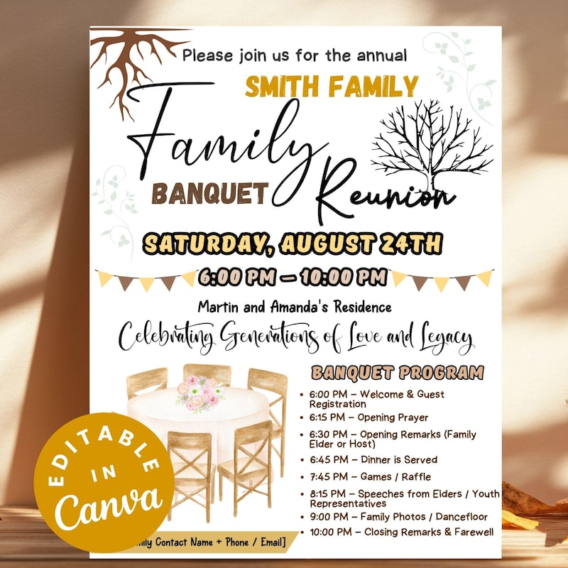 Family Reunion Banquet Program - Etsy