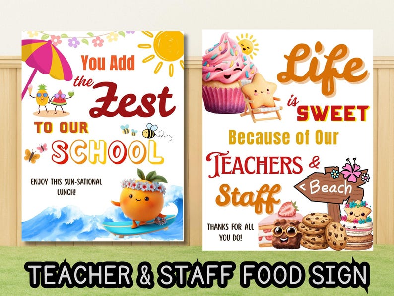 Sun-sational Teacher Appreciation Week Food Sign Bundle Beach Theme ...
