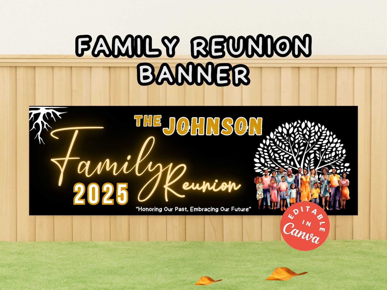 Black Family Reunion Banner, Personalized African American Family Event ...