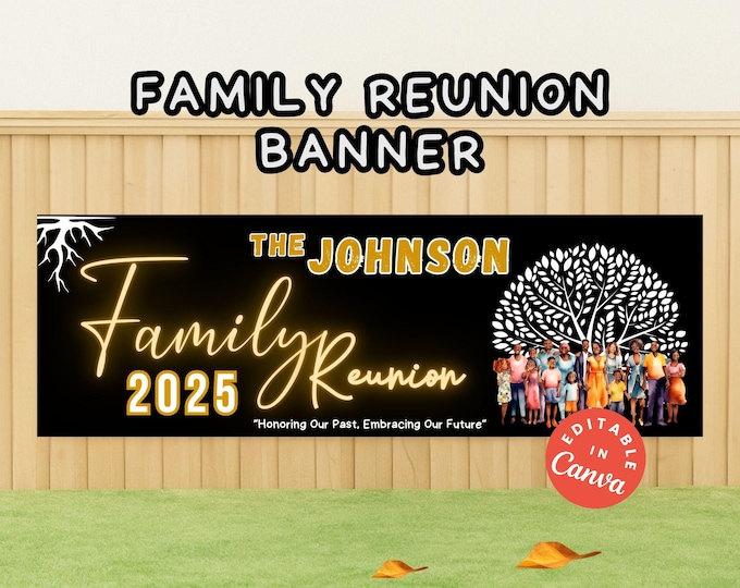 Black Family Reunion Banner, Personalized African American Family Event ...
