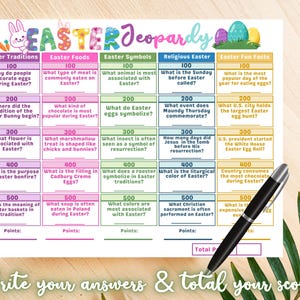 Easter Jeopardy Game Printables Easter Party Games Easter Bunny Trivia ...