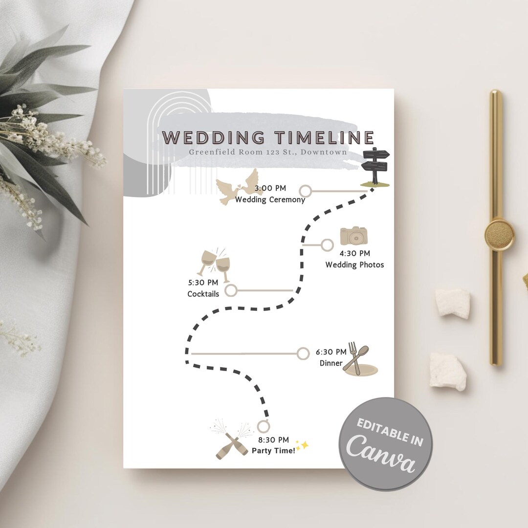 4 Wedding Timeline Template Sign Wedding Itinerary Template Wedding ...