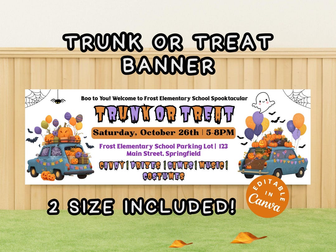 Trunk or Treat Banner Printable School Halloween Car Trunk Decoration ...