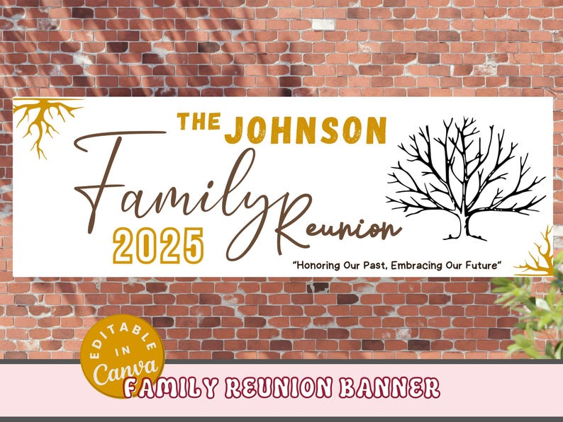 Family Reunion Tree Banner, Custom Family Gathering Decor, Personalized ...