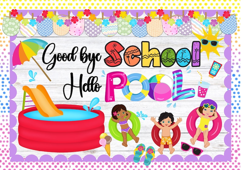 Pool Bulletin Board Decor, Summer Vibes for Classrooms, Pool Bulletin ...