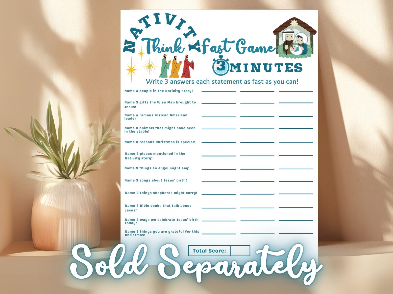 Nativity Jeopardy Game Sheet Printable Christmas Jeopardy Game Bible ...