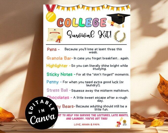 College Survival Kit Gift Tags Printable College Survival Kit ...