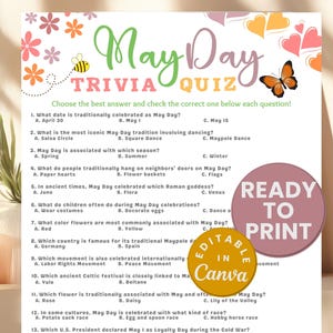 May Day Trivia Fun Spring Trivia Game Printable Family Game Night ...