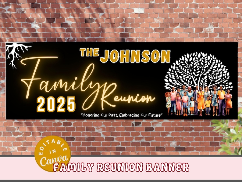 Black Family Reunion Banner, Personalized African American Family Event ...