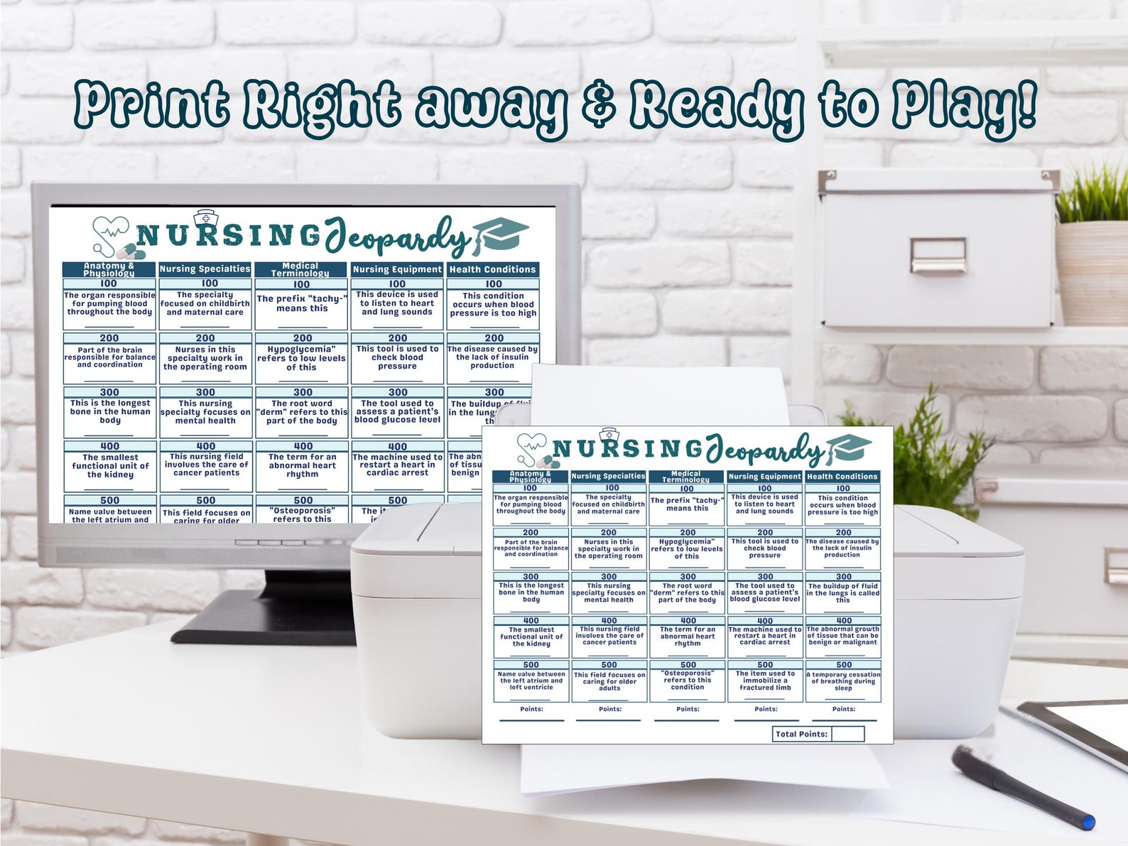 Nurse Games Graduation Nursing Party Games Nurse Jeopardy Printable ...