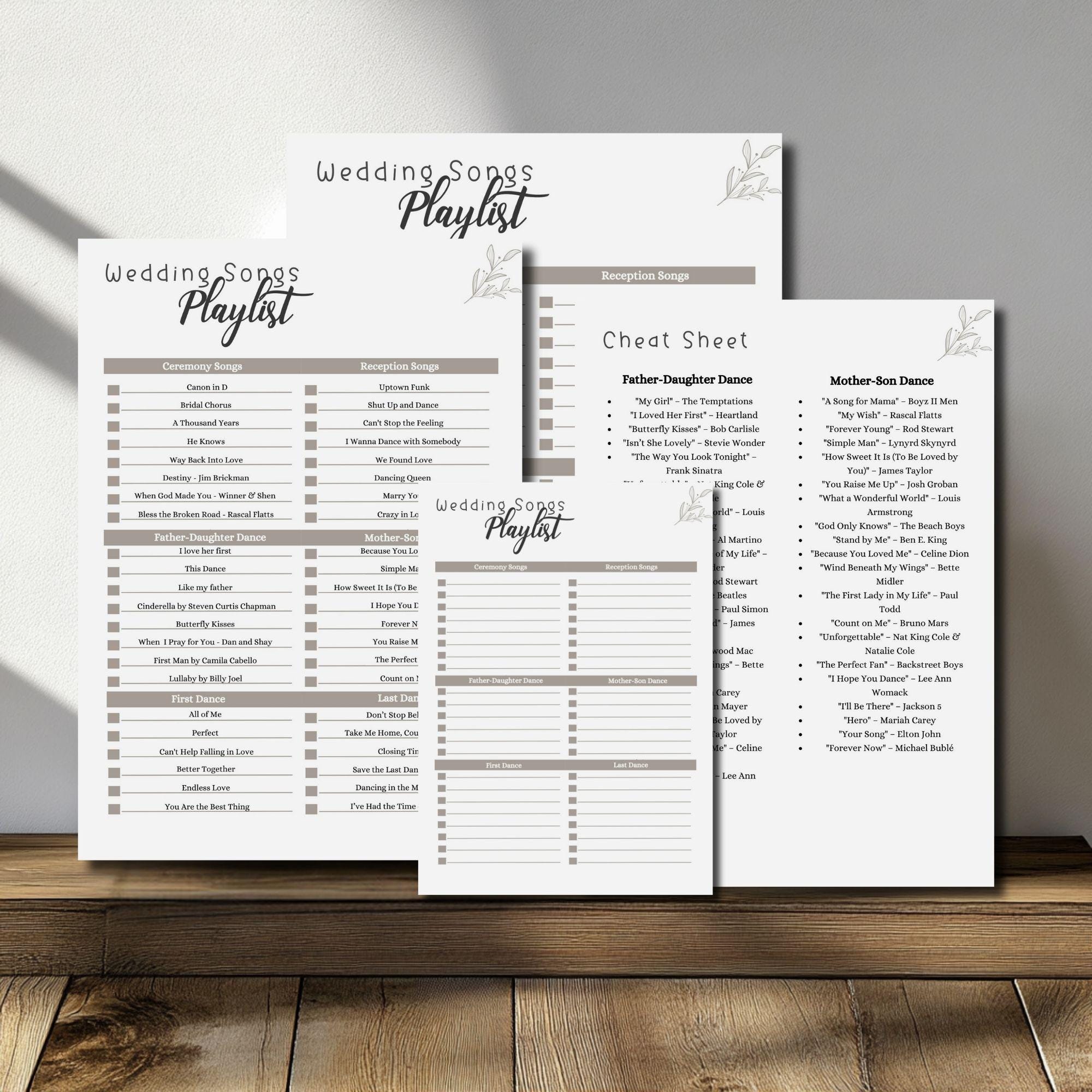 Wedding Song Checklist Printable Playlist Template for Wedding Ceremony ...
