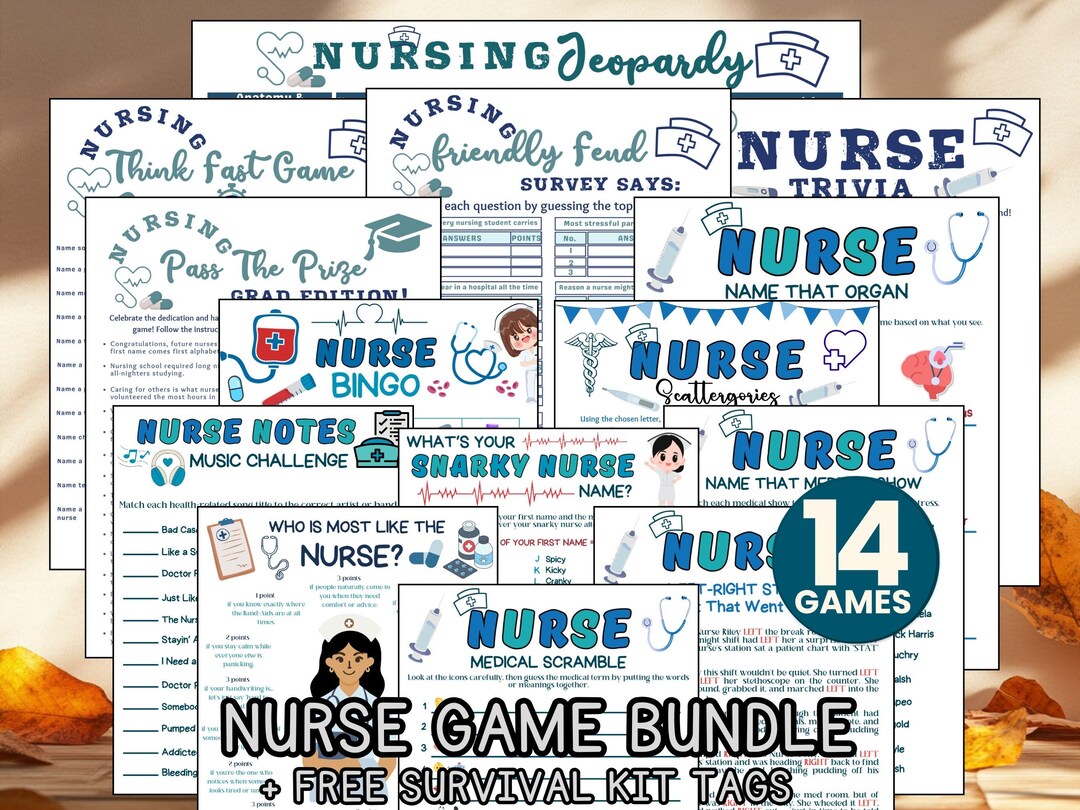 Nurse Trivia Game Bundle Printable Nurse Jeopardy Medical Emoji Nurses ...