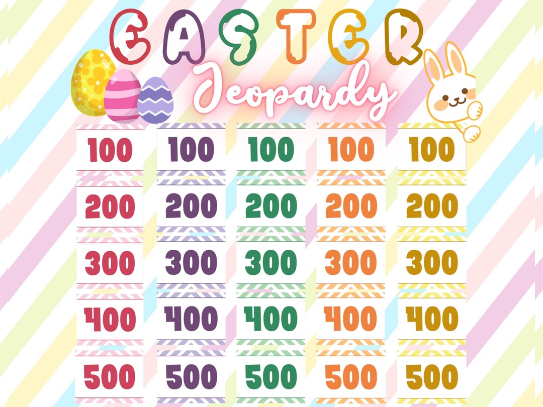 Printable Easter Jeopardy Game Sheet Easter Kids Game School Activity ...