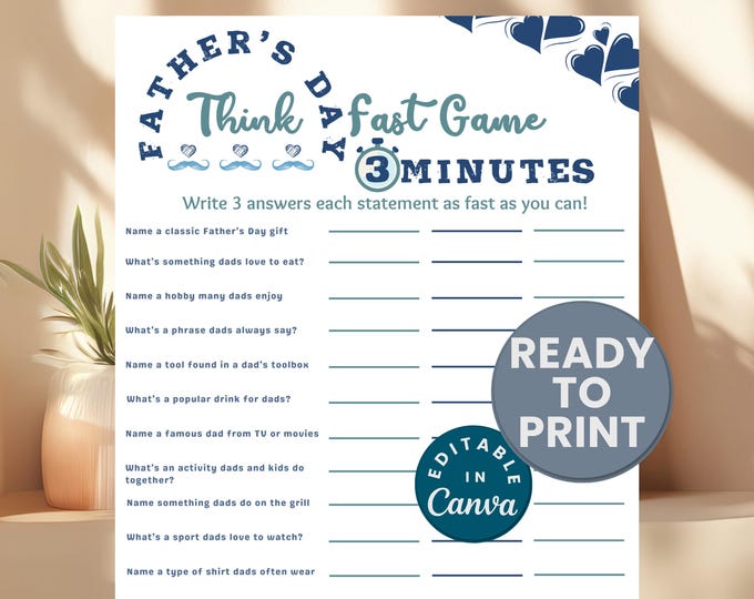 Father's Day Trivia Game, Father's Day Game, Father's Day Group Game ...