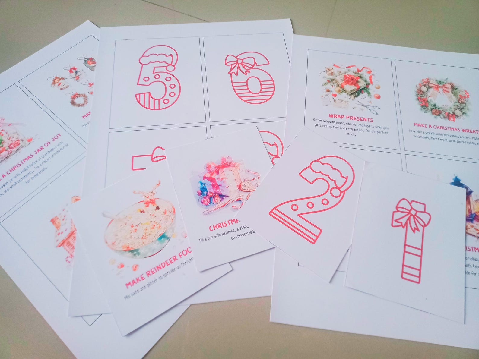 40 Advent Calendar Activity Cards Christmas Countdown Kids Advent Cards ...