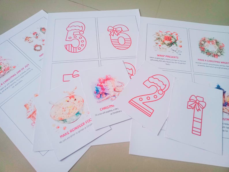 40 Advent Calendar Activity Cards Christmas Countdown Kids Advent Cards ...